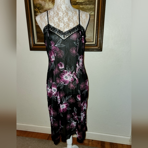 Vintage | Dresses | Vintage 95s German Perlon Lace Trim Black Floral ...